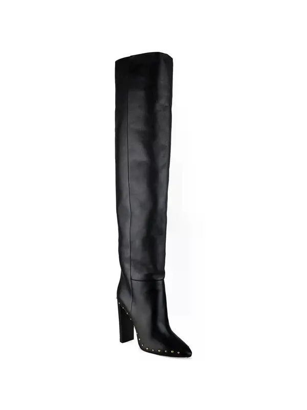 Saint Laurent Pointed Toe Leather Boots With Stud Embellishment