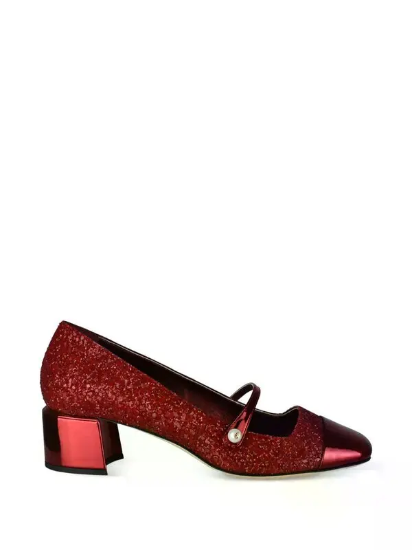 JIMMY CHOO Elisa Glitter Square-toe Pumps - Red