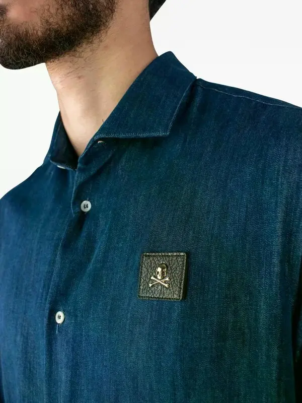 Philipp Plein Logo-patch Denim Shirt