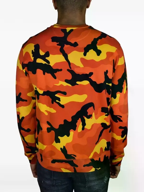 Valentino Garavani Camouflage Crew Neck Sweater With Chest Pocket - Orange