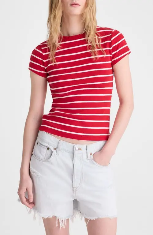 Madewell Striped Cotton T-shirt - Varsity Red
