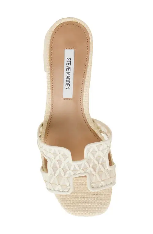 Steve Madden Hydie Block Heel Sandal - Bone Raffia