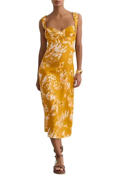 REISS Addison Pleated Linen Sundress - Yellow