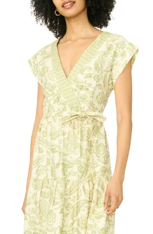 Vince Camuto Printed Tie Waist Midi Dress