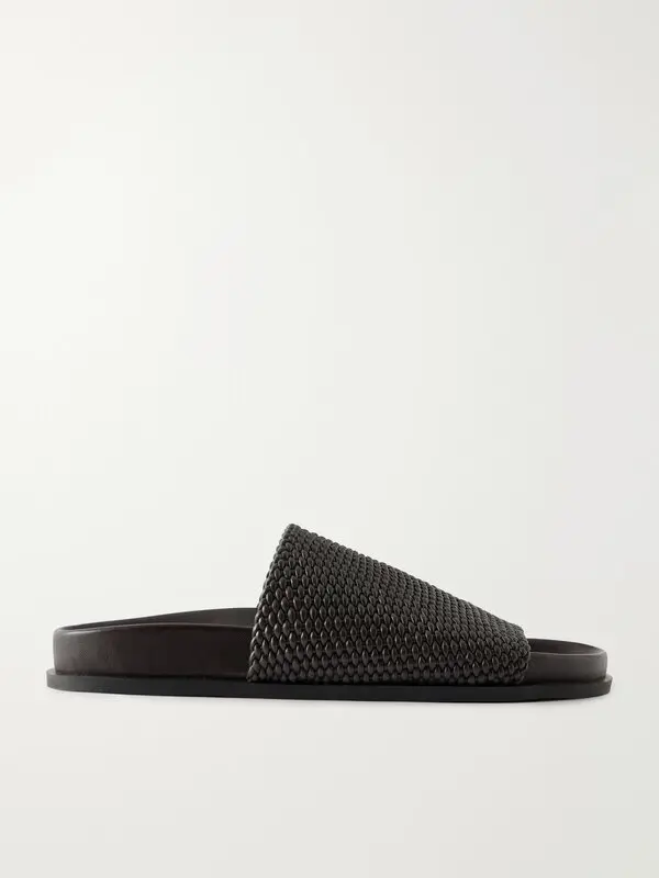 A.emery Luca Woven Leather Slides - Brown