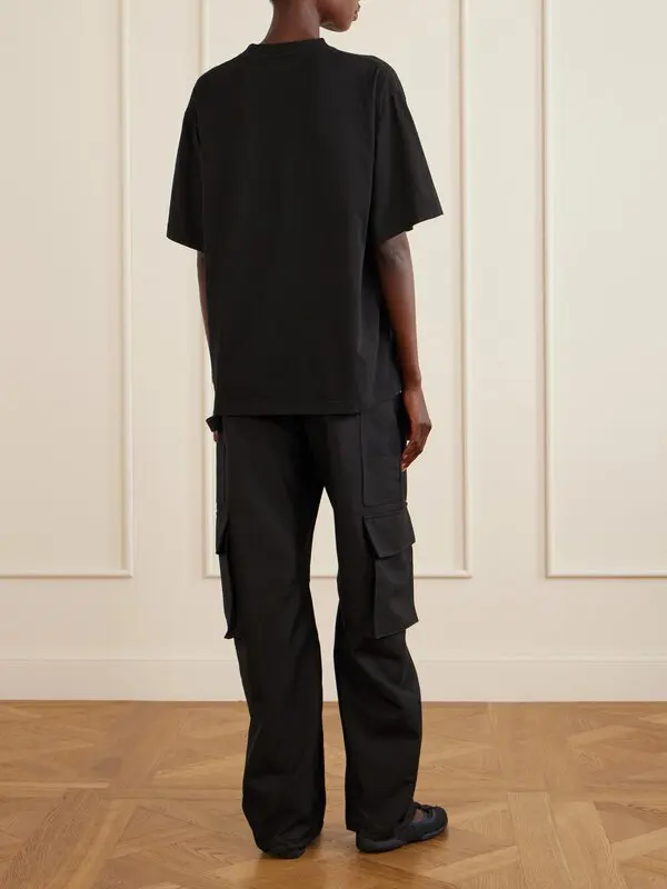 Balenciaga Printed Cotton-blend T-shirt - Black