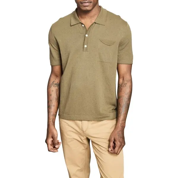 Billy Reid Cotton & Linen Blend Polo - Olive