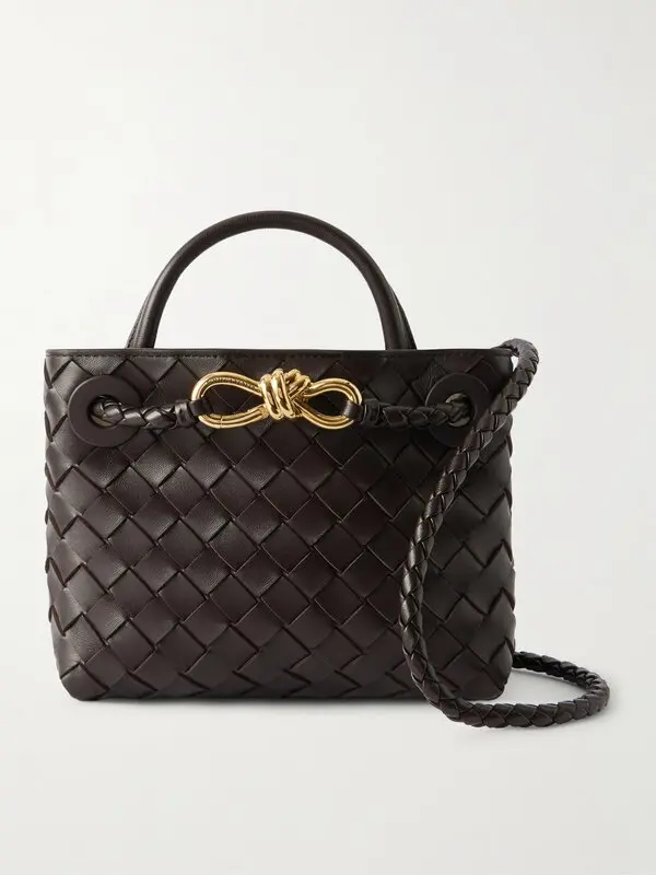 Bottega Veneta Mini Andiamo Intrecciato Leather Tote - Brown