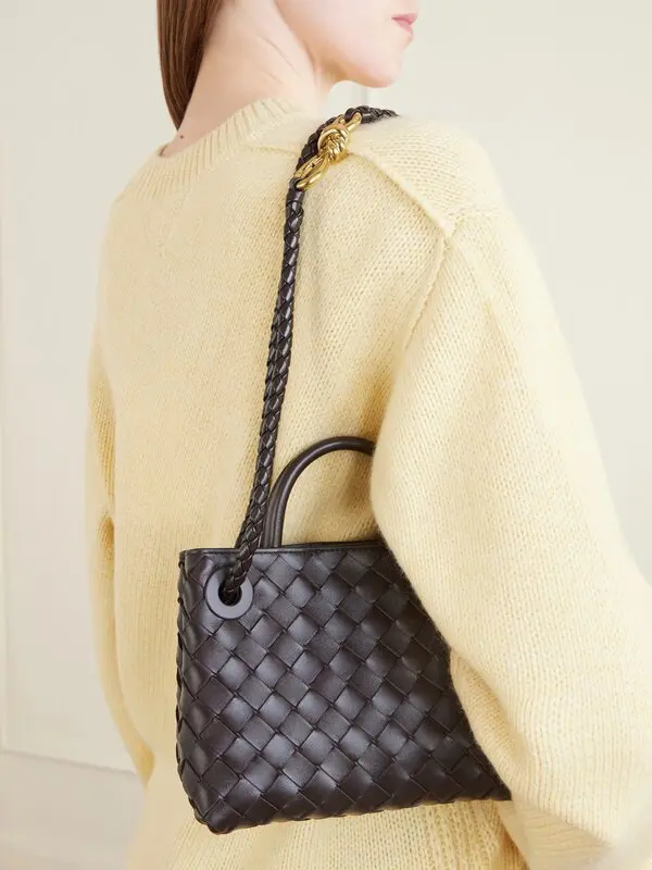 Bottega Veneta Mini Andiamo Intrecciato Leather Tote - Brown