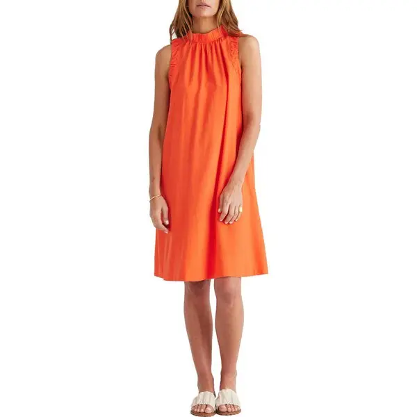 BRAVE+TRUE Linen-blend Sleeveless Dress - Mandarin