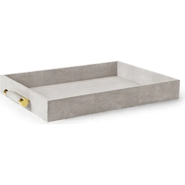 Aerin Modern Faux Shagreen Serving Tray - Dove