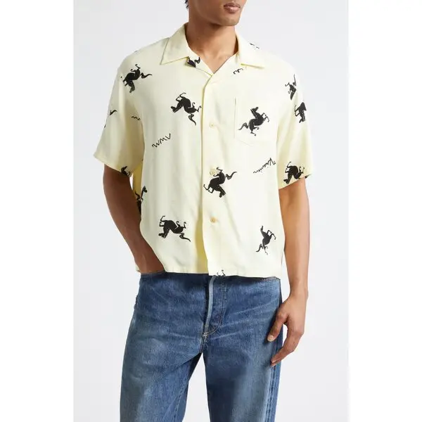 Visvim Crosby Horse Print Camp Shirt - Yellow