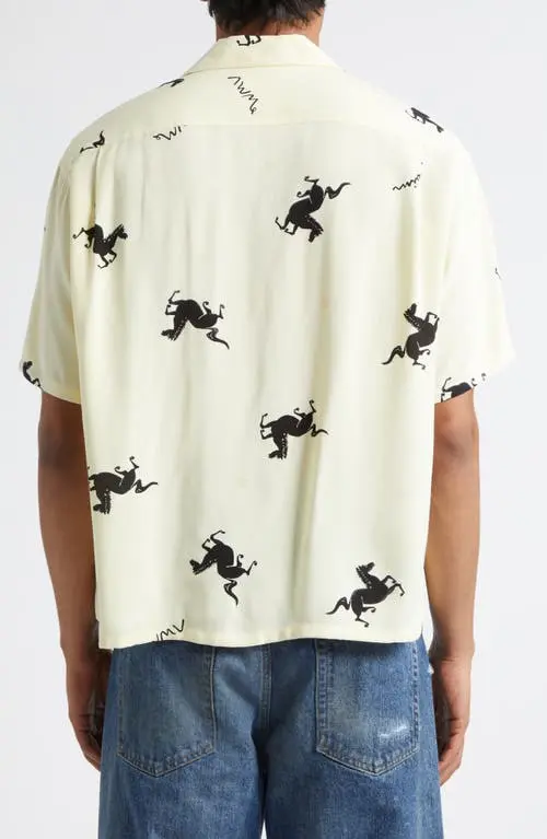 Visvim Crosby Horse Print Camp Shirt - Yellow