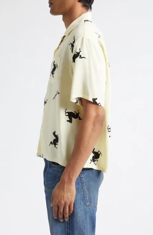 Visvim Crosby Horse Print Camp Shirt - Yellow