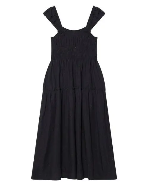 Mint Velvet Cotton Blend Textured Midi Dress - Black