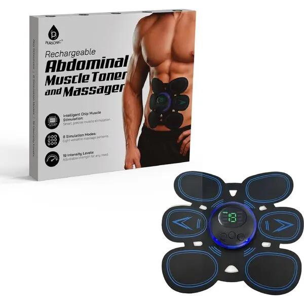 PURSONIC Abdominal Muscle Toner & Massager - Black