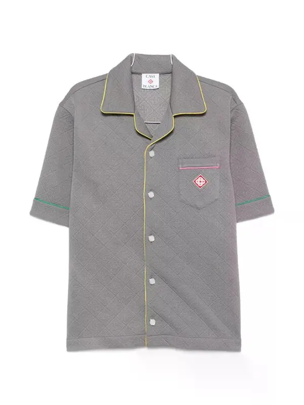 Casablanca Monogram-jacquard Contrast-trim Shirt - Grey