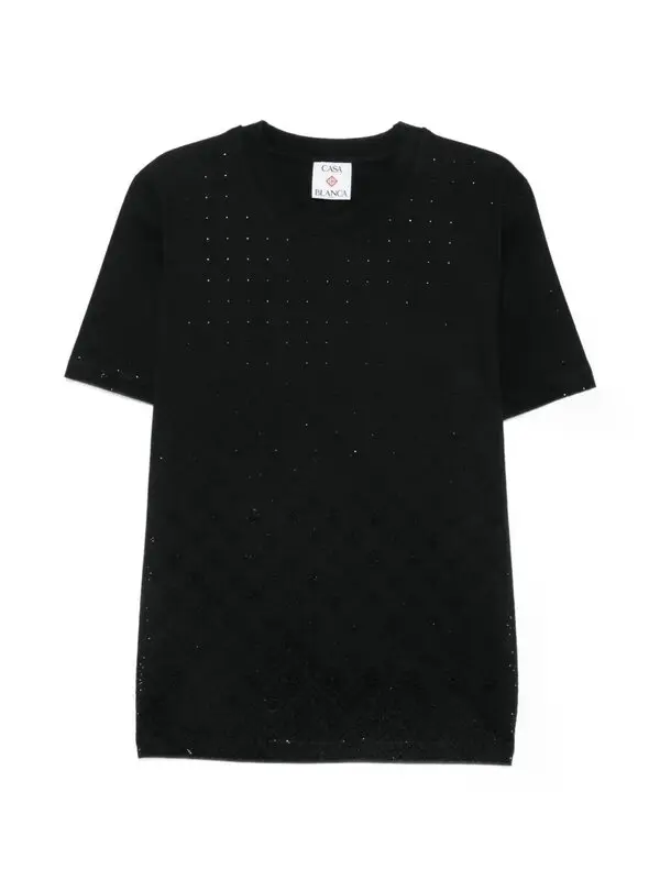 Casablanca Crystal-embellished Monogram-pattern T-shirt