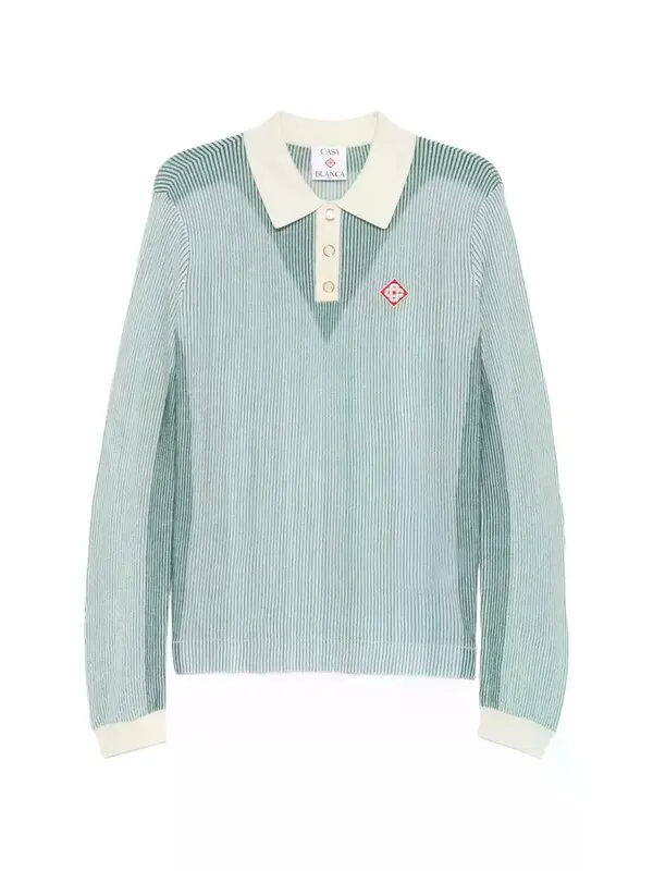 Casablanca Ribbed-knit Logo-patch Polo Shirt