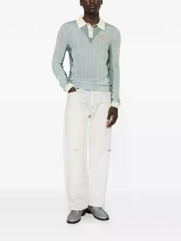 Casablanca Ribbed-knit Logo-patch Polo Shirt