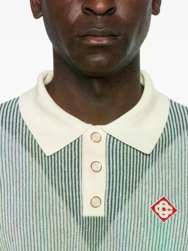 Casablanca Ribbed-knit Logo-patch Polo Shirt