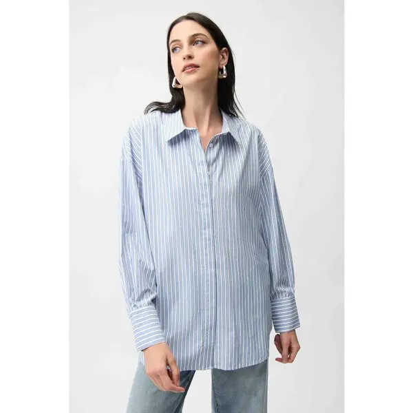 Joseph Ribkoff Tencel Stripe Print Boxy Blouse