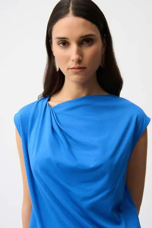 Joseph Ribkoff Cotton Top With Asymmetrical Collar
