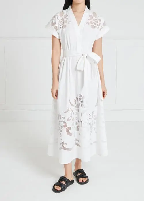 TEMPERLEY LONDON Nelle Broderie Anglaise Midi Dress - White