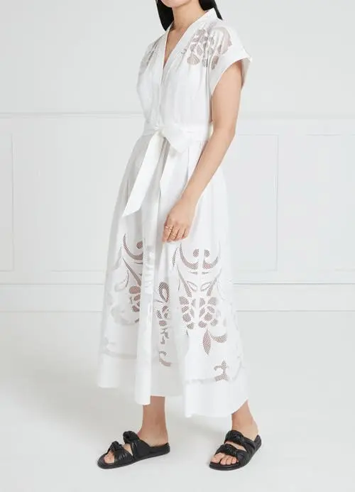TEMPERLEY LONDON Nelle Broderie Anglaise Midi Dress - White