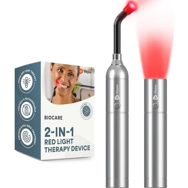 LIFEPRO Red Light Therapy Cold Sore Torch Infrared Laser Therapy Device - Silver