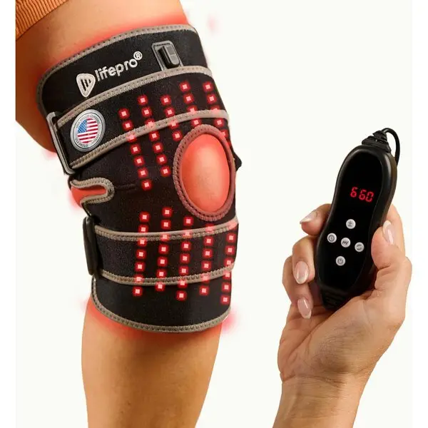 LIFEPRO Biorecover Knee Massager With Heat & Red Light Therapy For Knee Brace Infrared Therapy Device - Grey