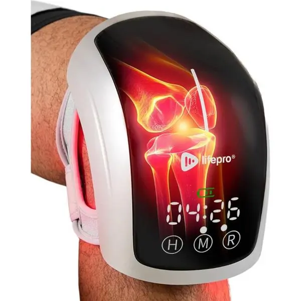 LIFEPRO Biorecover Knee Massager With Heat & Red Light Therapy For Knee Brace Infrared Therapy Device - Knee Messager