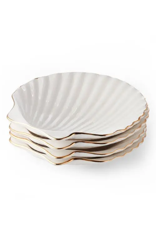 Aerin Set Of 4 Shell Appetizer Plates - White