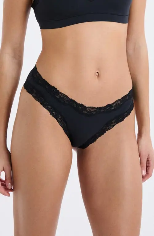ETAM Pure Soft Lace Trim Hipster Briefs - Black