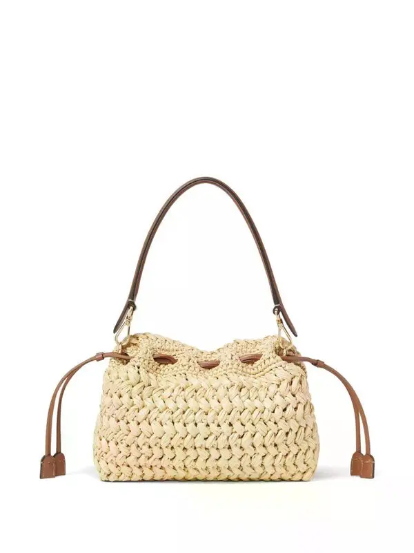 Fendi Mama Baguette Woven Raffia Shoulder Bag - Neutrals