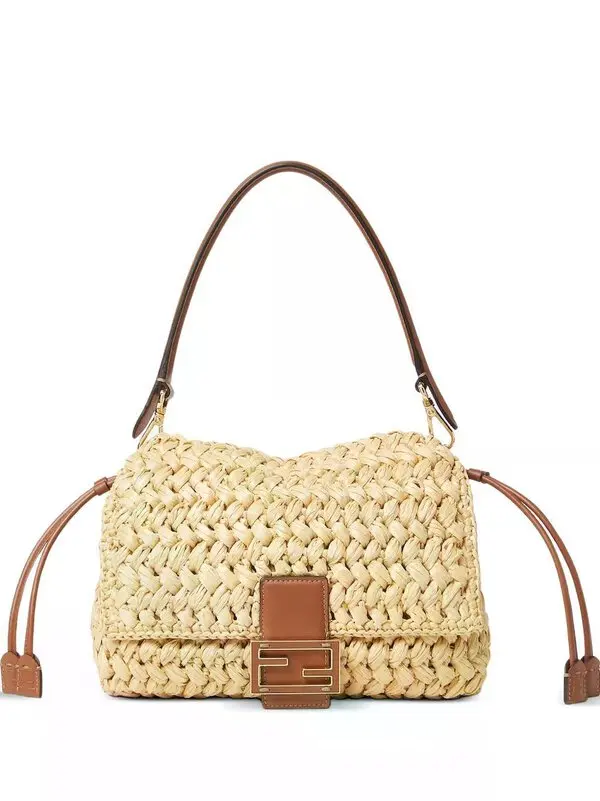 Fendi Mama Baguette Woven Raffia Shoulder Bag
