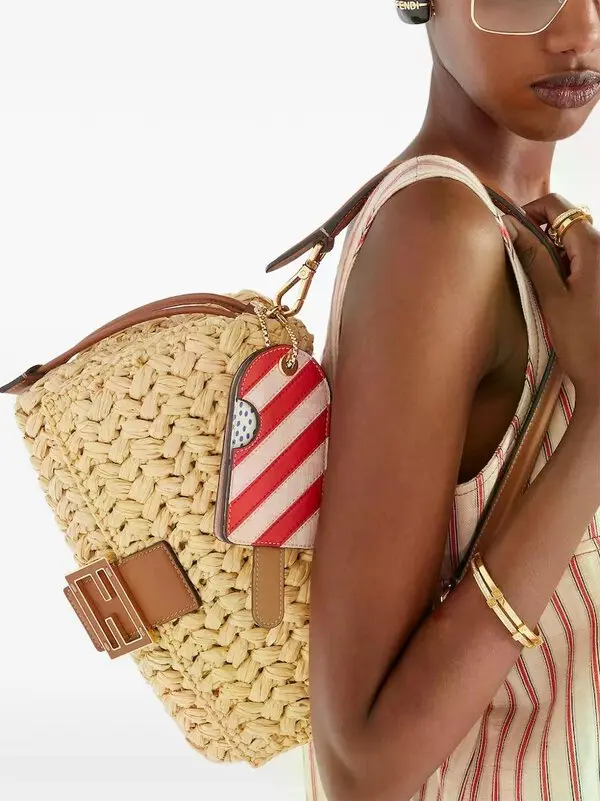 Fendi Mama Baguette Woven Raffia Shoulder Bag