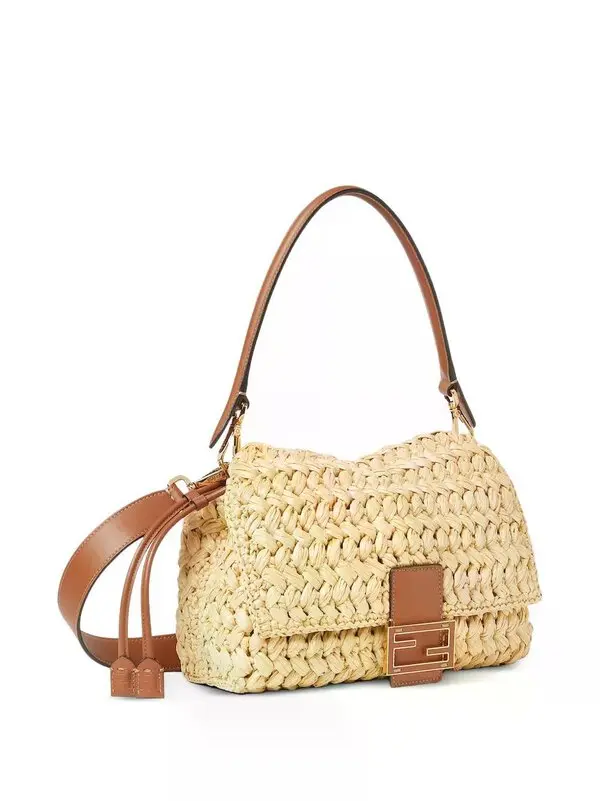 Fendi Mama Baguette Woven Raffia Shoulder Bag