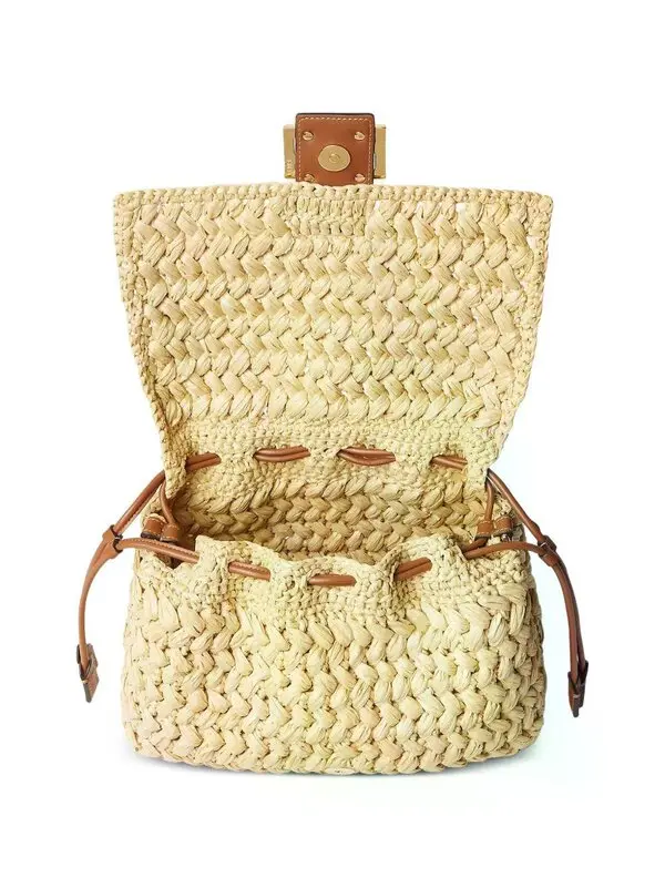 Fendi Mama Baguette Woven Raffia Shoulder Bag