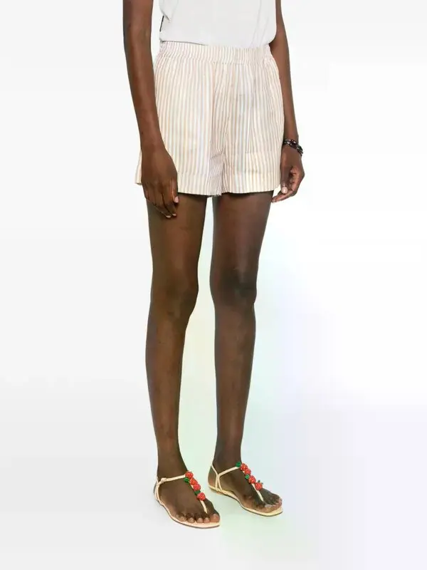 MC2 SAINT BARTH Striped Logo-embroidered Shorts - Neutrals