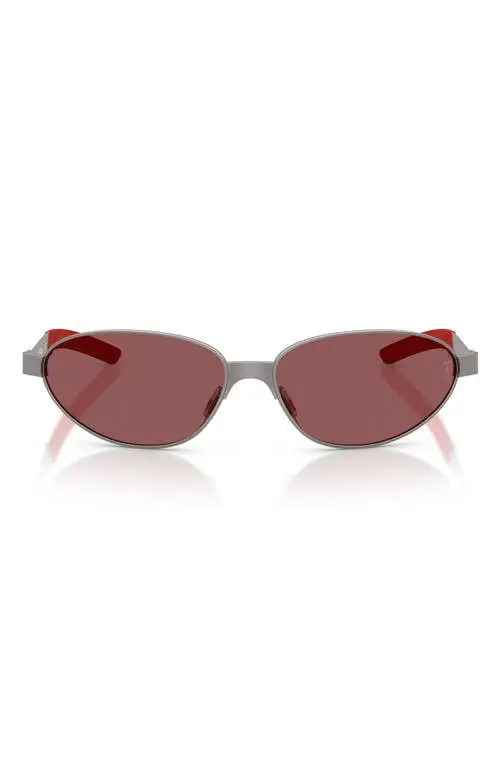 SCUDERIA FERRARI Oversized Oval Sunglasses - Gunmetal Matte/red
