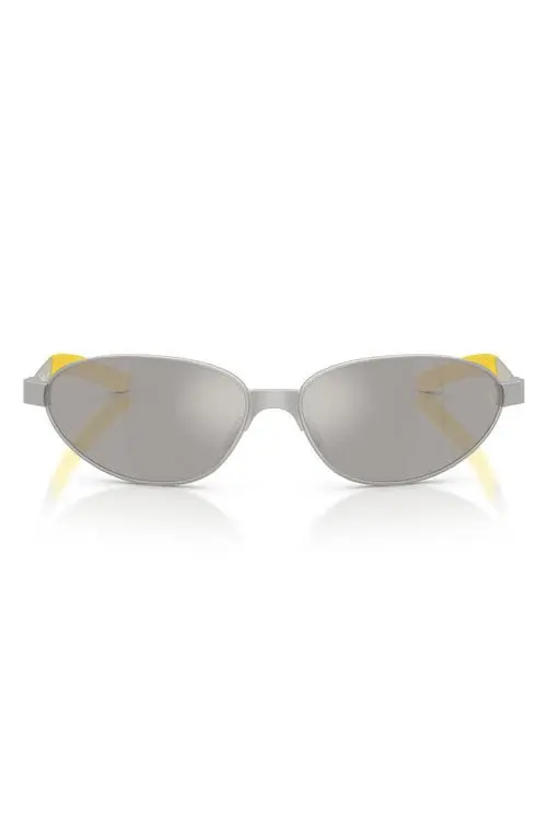 SCUDERIA FERRARI Oversized Oval Sunglasses - Silver Matte/grey Mirror