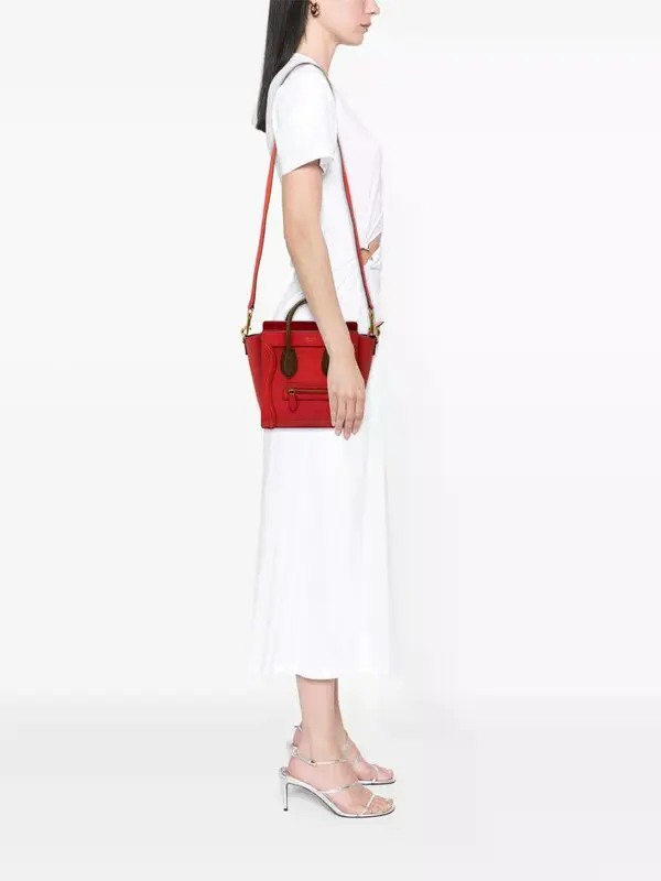 Celine 2014 Nano Bicolor Leather Luggage Tote Satchel - Brown