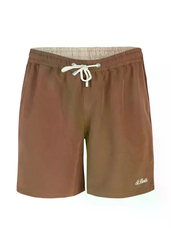 MC2 SAINT BARTH Logo-embroidered Swim Shorts - Brown
