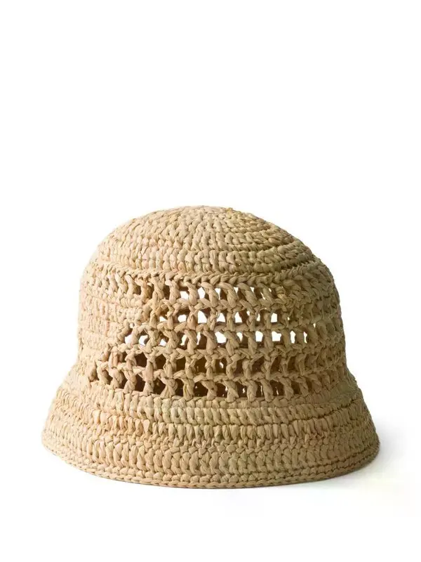 Prada Crochet Bucket Hat - Neutrals