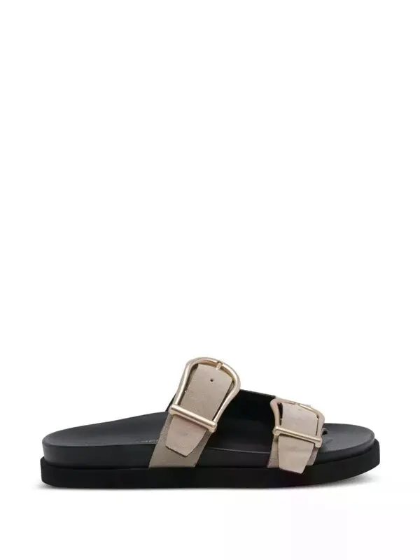 ANGEL ALARCON Buckle-fastening Suede Sandals - Neutrals