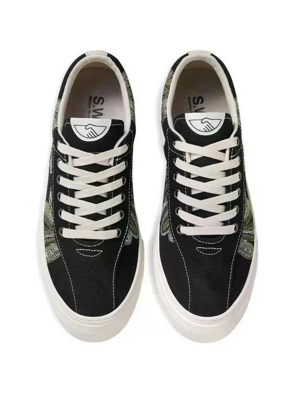 S.W.C STEPNEY WORKERS CLUB Dellow Shroomhands Embroidered Sneakers - Black