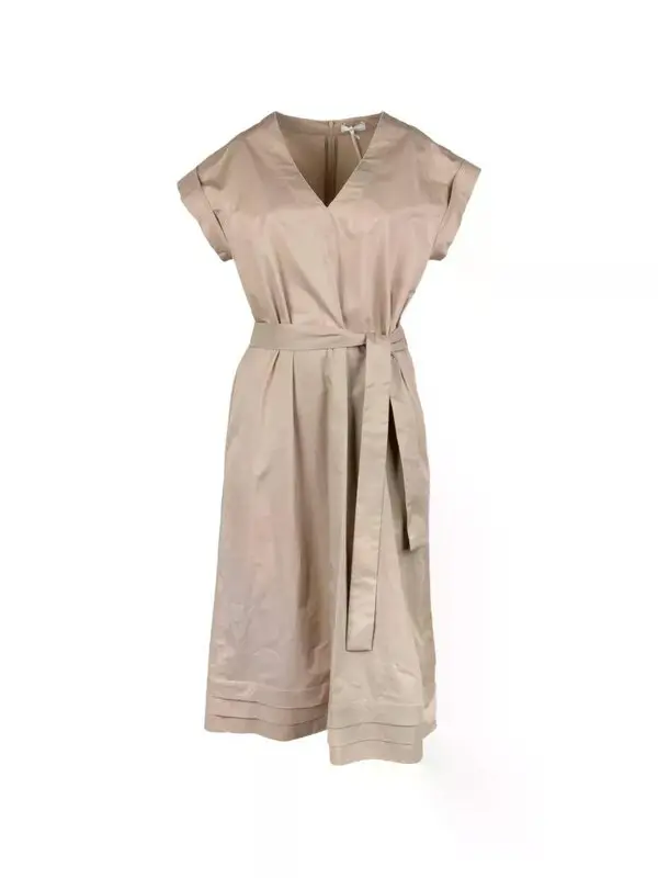 Peserico Belted V-neck Dress - Neutrals