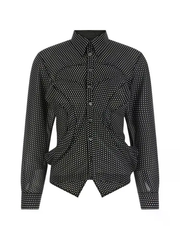 Junya Watanabe Polka-dot Asymmetric Hem Shirt - Black
