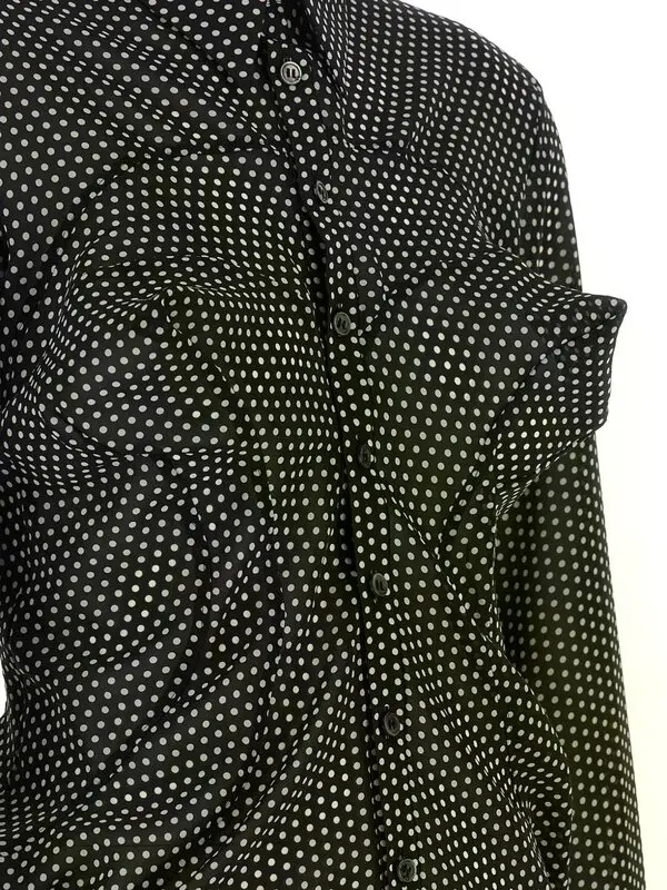 Junya Watanabe Polka-dot Asymmetric Hem Shirt - Black